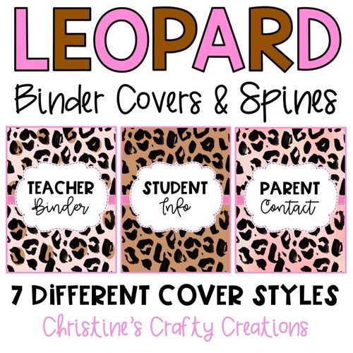 Leopard Binder Covers and Spines L Editable - Etsy