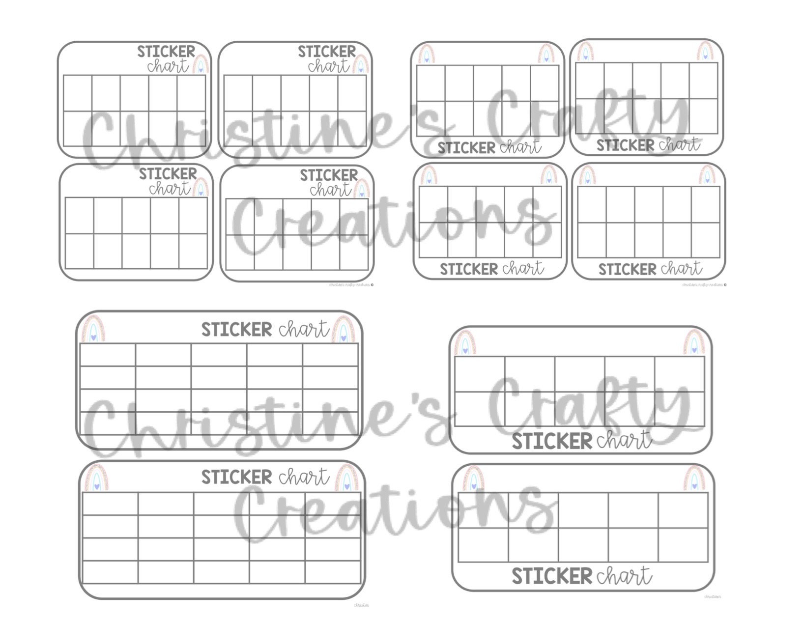 BOHO Sticker Charts L Editable - Etsy