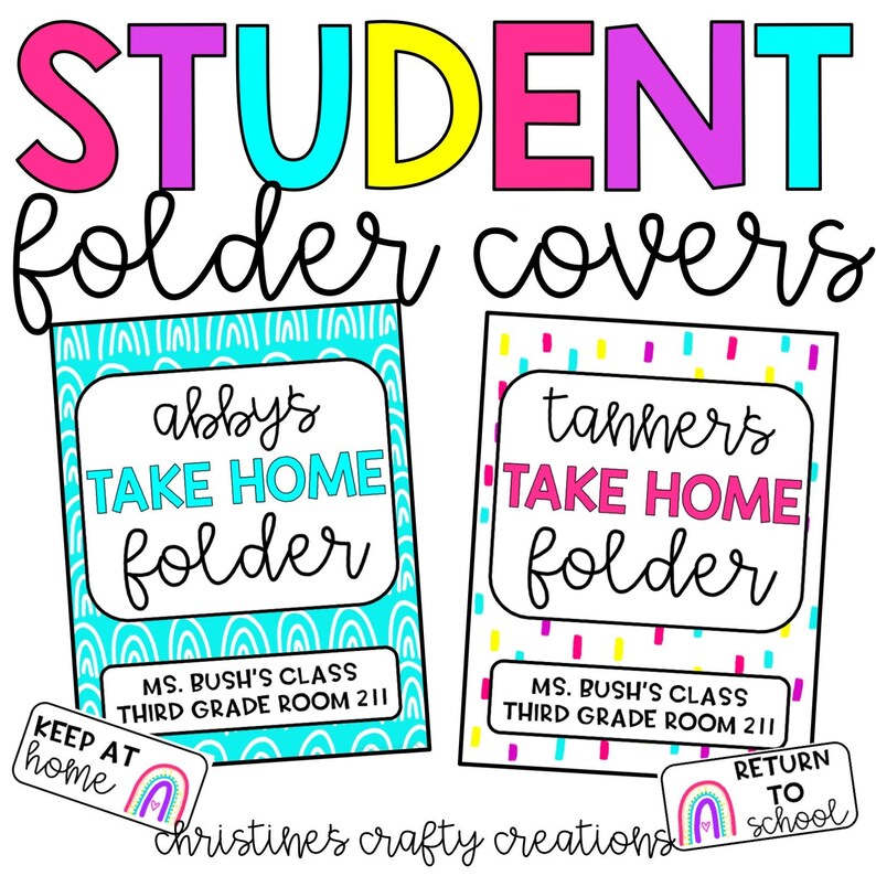 Bright Rainbow Boho Student Folder Covers L Editable - Etsy