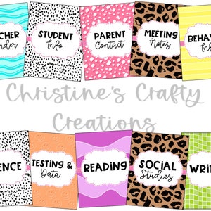 Groovy Leopard and Dalmatian Binder Covers and Spines L Editable - Etsy