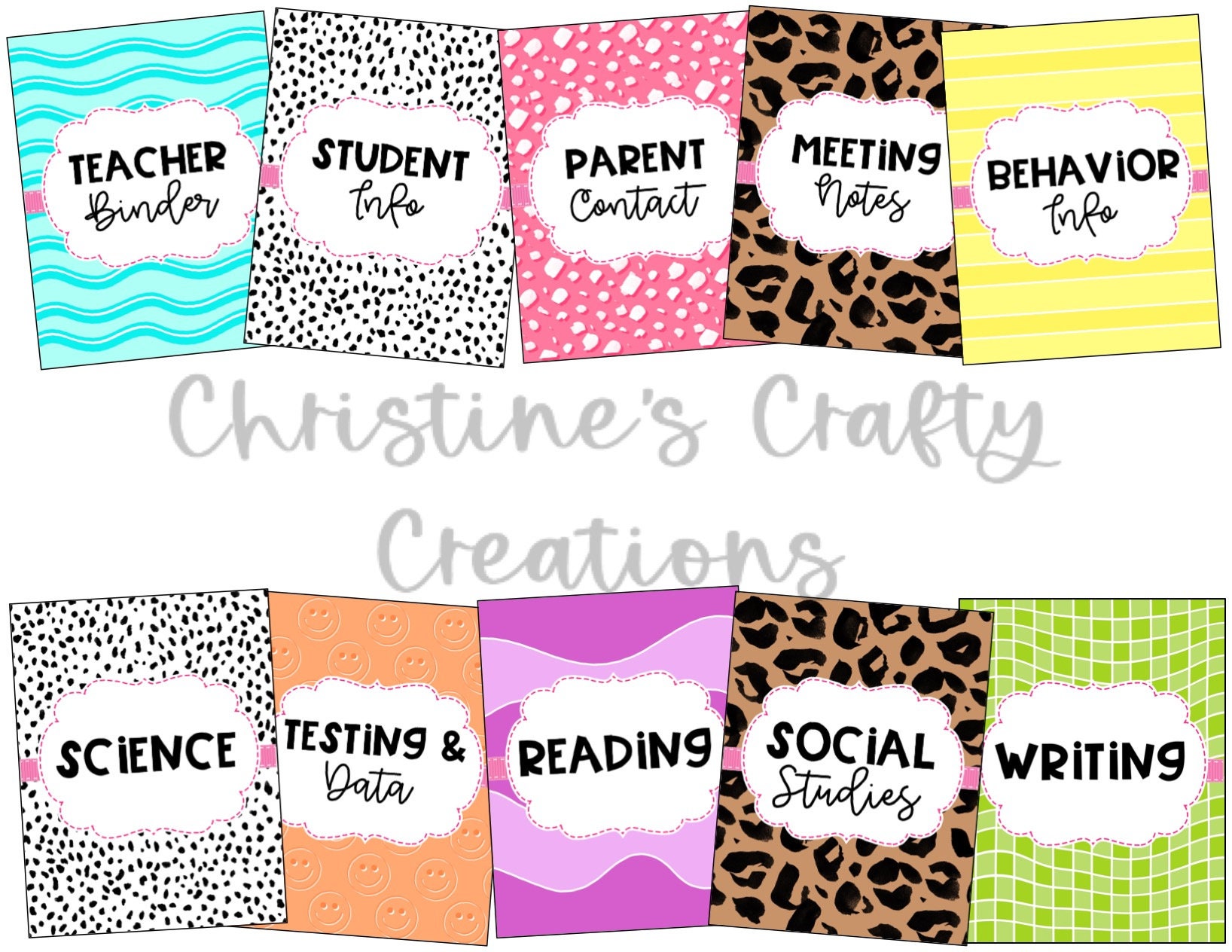 Groovy Leopard and Dalmatian Binder Covers and Spines L Editable - Etsy