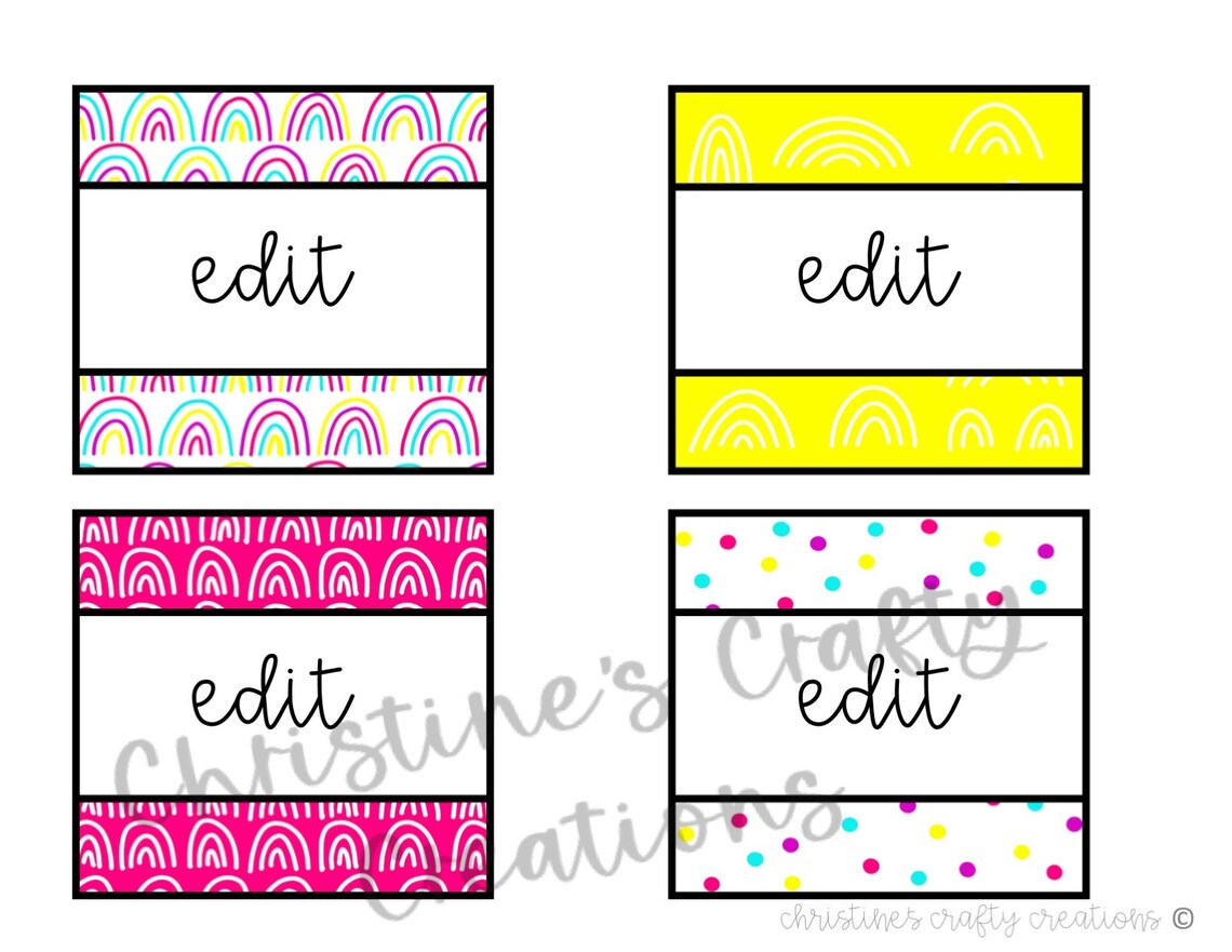 Bright Rainbow Boho Welcome Sign L Editable Door Name Labels L Bulletin ...