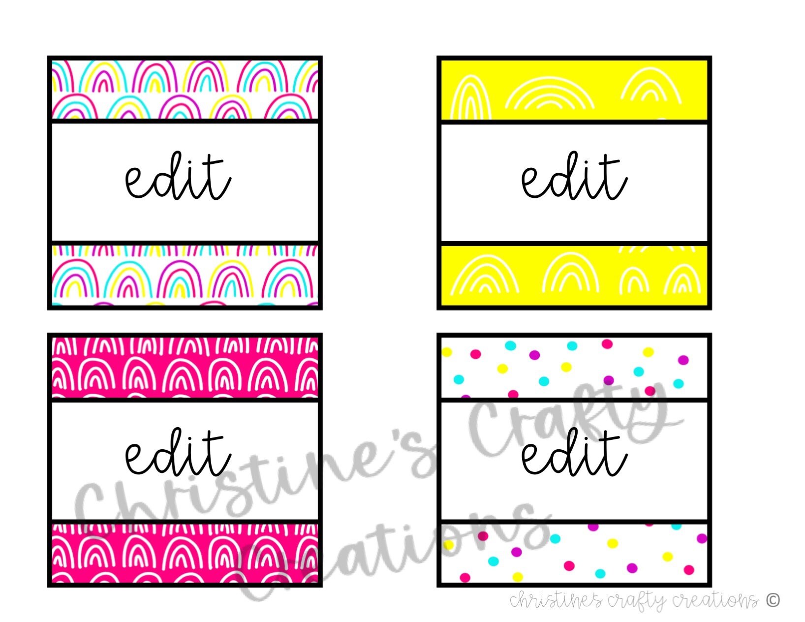 Bright Rainbow Boho Welcome Sign L Editable Door Name Labels L Bulletin ...
