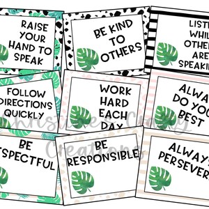 Tropical Leaves Classroom Rules Posters L Editable - Etsy