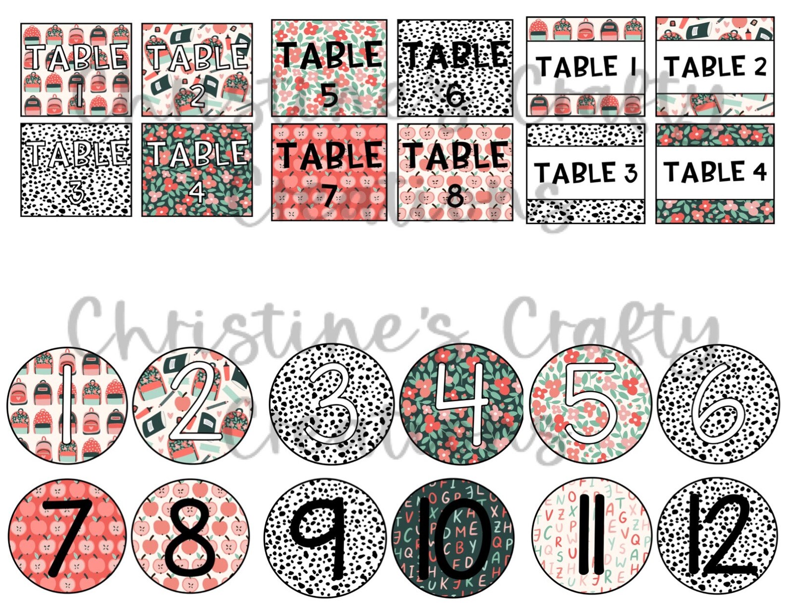 Preppy Dalmatian Table and Cubby Numbers - Etsy