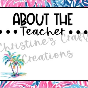 Preppy and Tropical Meet the Teacher Powerpoint L Editable - Etsy
