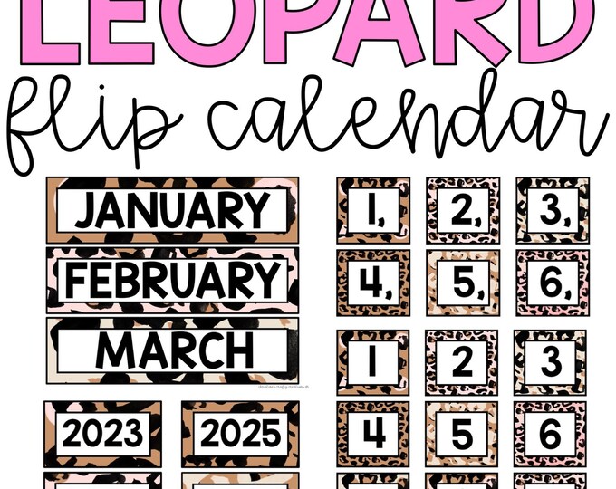 Modern Leopard Calendar, Pocket Chart, Cheetah Classroom Decor ...