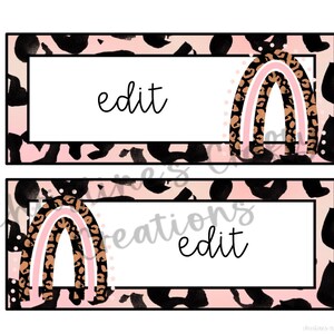 Leopard Name Tags L Editable - Etsy