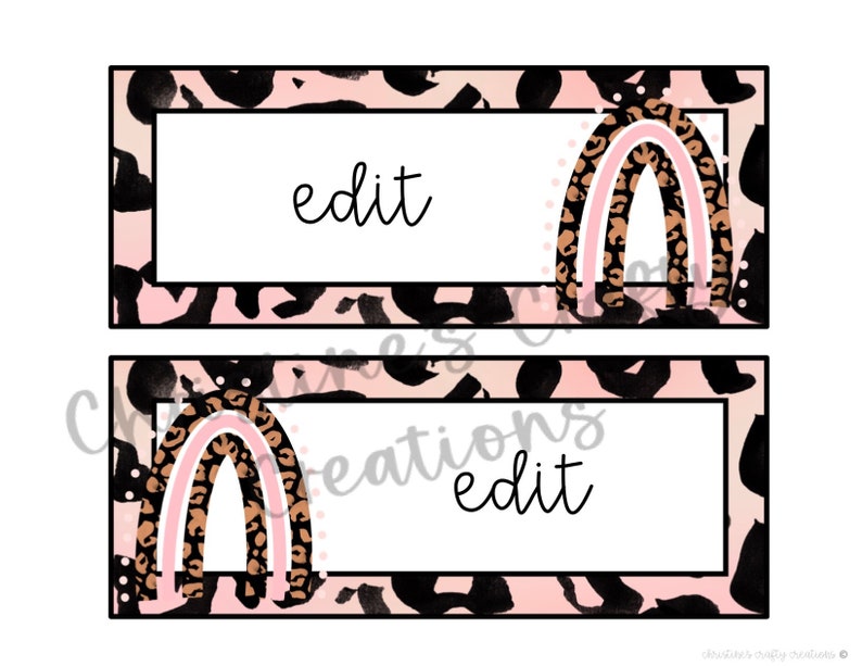 Leopard Name Tags L Editable - Etsy