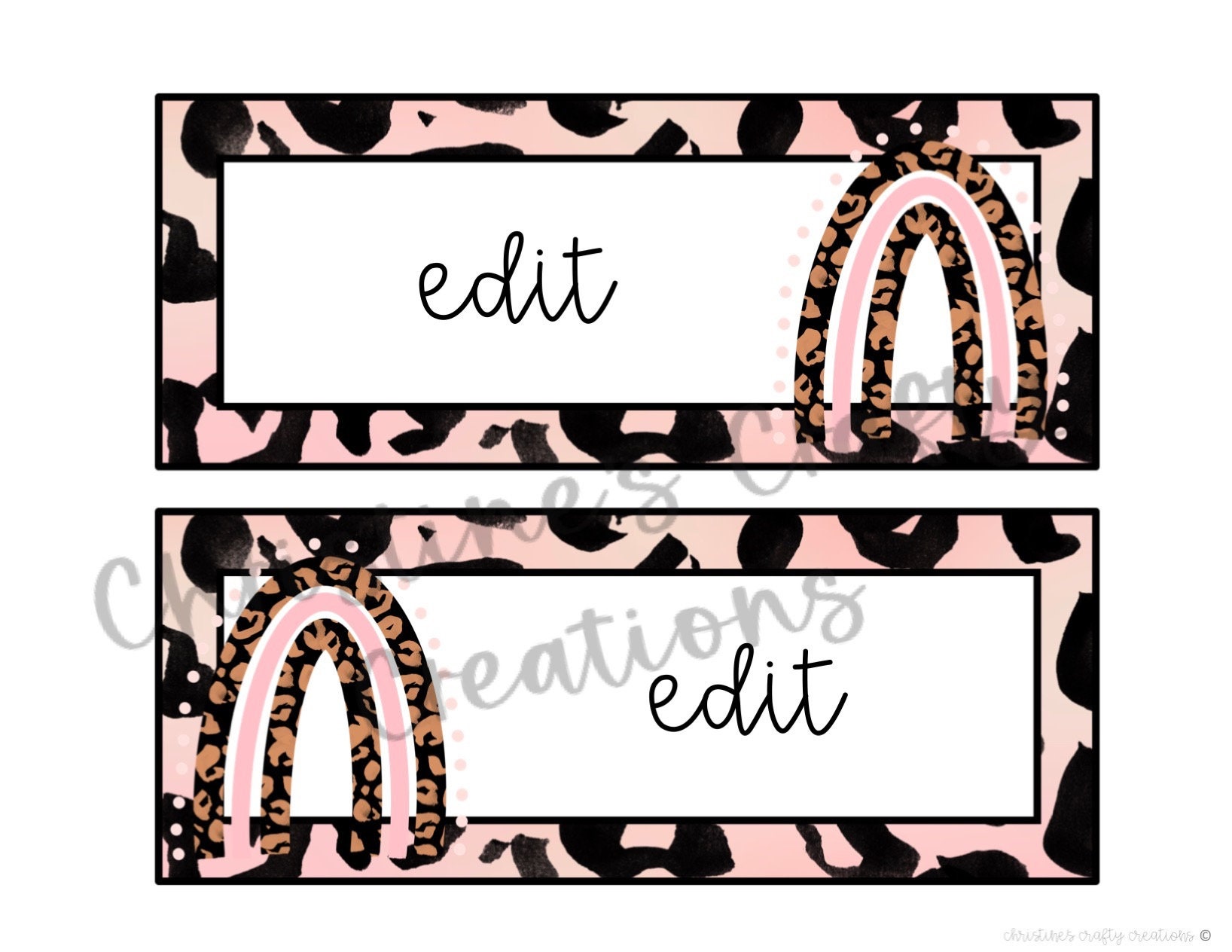 Leopard Name Tags L Editable - Etsy