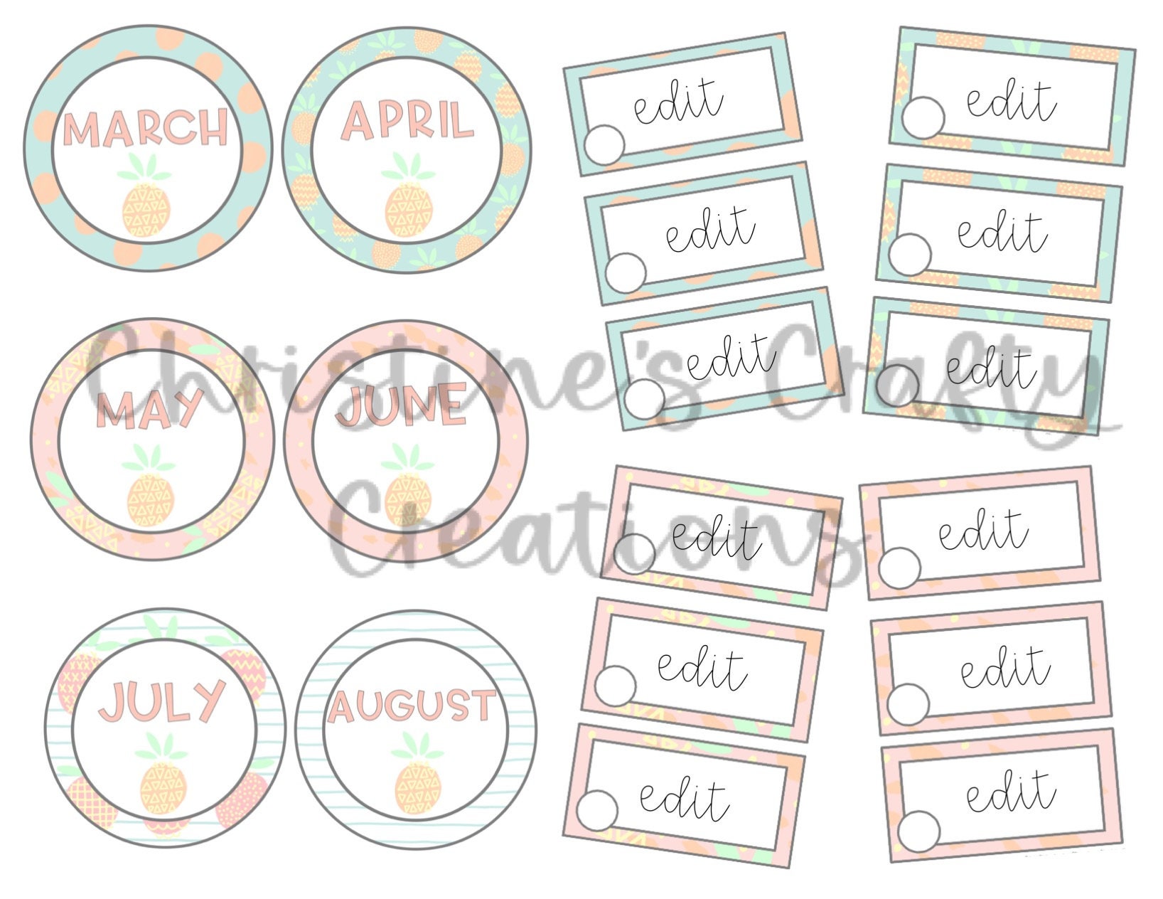 Pineapple Birthday Chart L Editable - Etsy