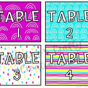 Bright Rainbow Boho Table and Cubby Numbers - Etsy