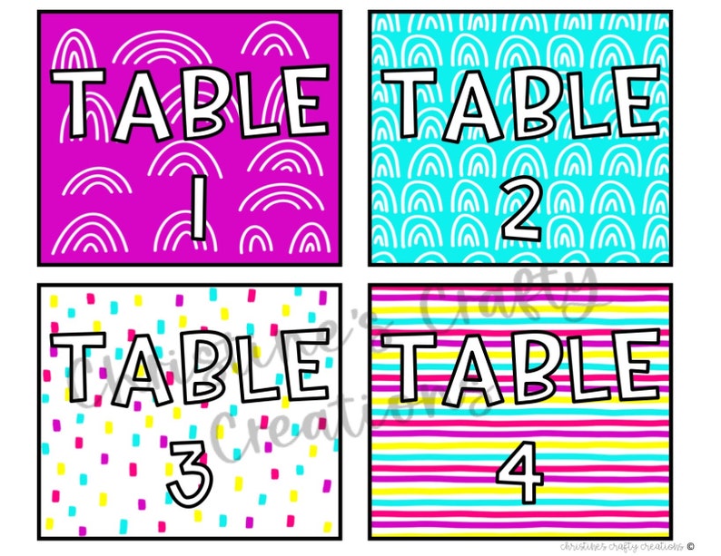 Bright Rainbow Boho Table and Cubby Numbers - Etsy