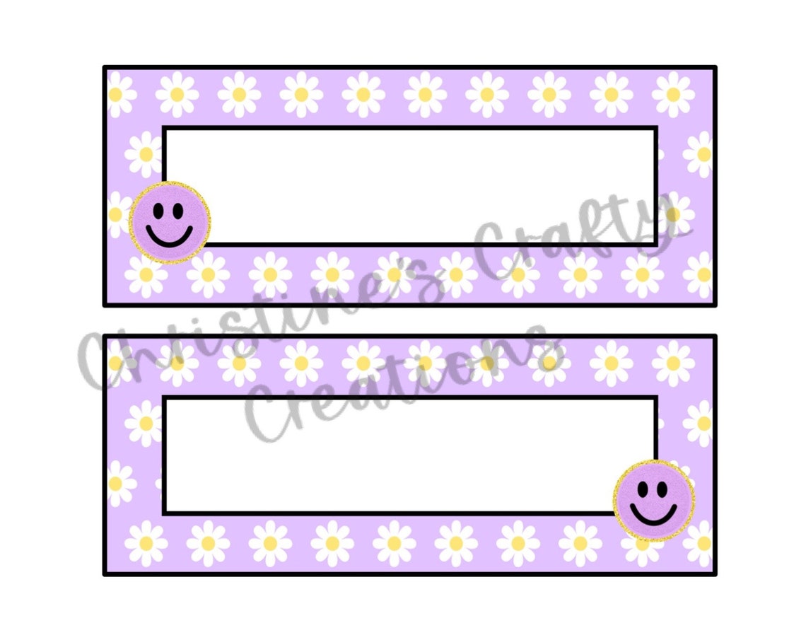 Retro Daisy Name Tags L Editable - Etsy