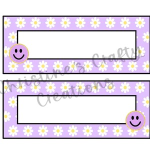 Retro Daisy Name Tags L Editable - Etsy