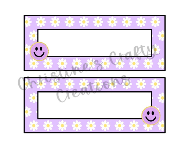 Retro Daisy Name Tags L Editable - Etsy