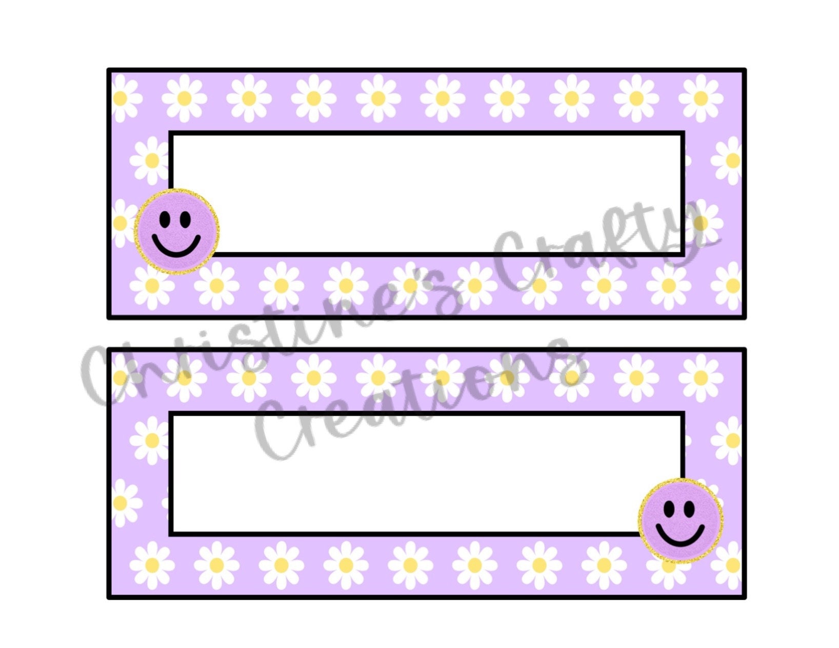 Retro Daisy Name Tags L Editable - Etsy