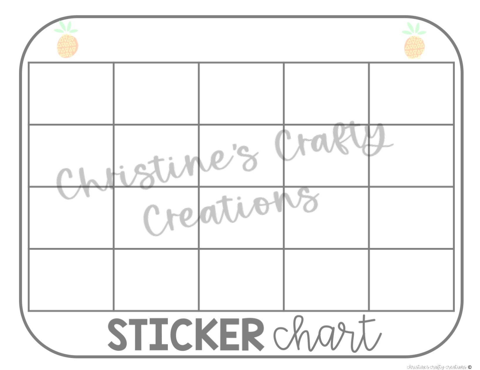 Pineapple Sticker Chart L Editable - Etsy