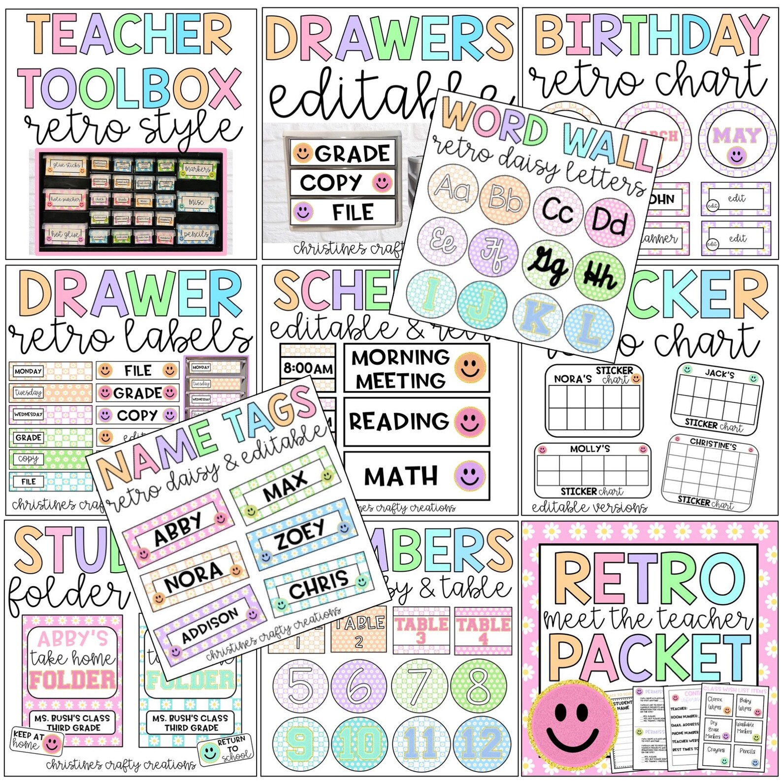 Retro Daisy Classroom Decor Bundle - Etsy