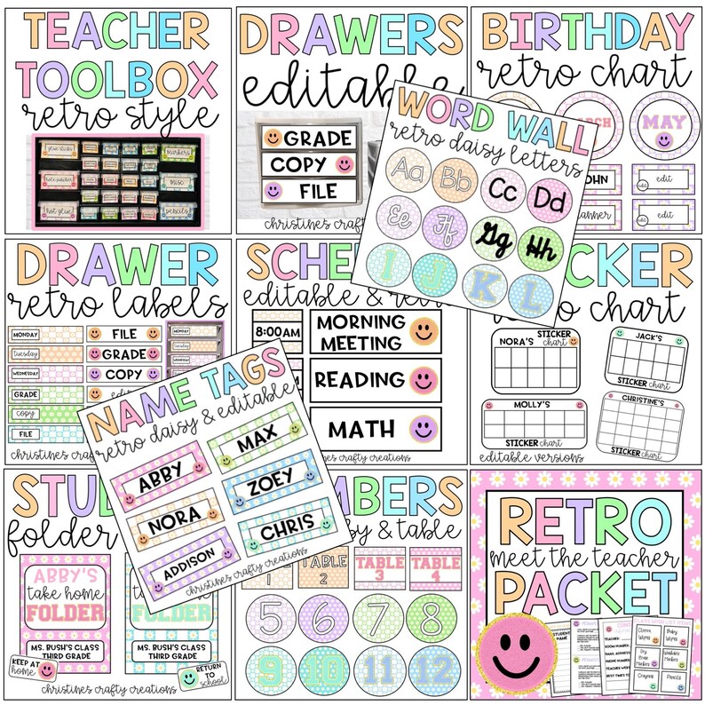 Retro Daisy Classroom Decor Bundle - Etsy