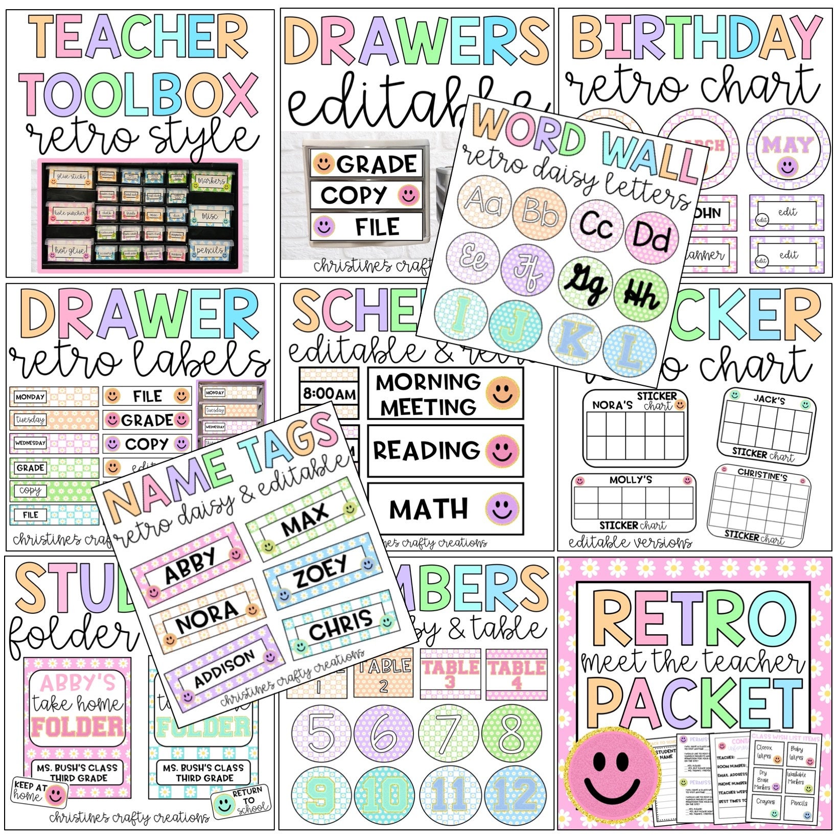 Retro Daisy Classroom Decor Bundle - Etsy
