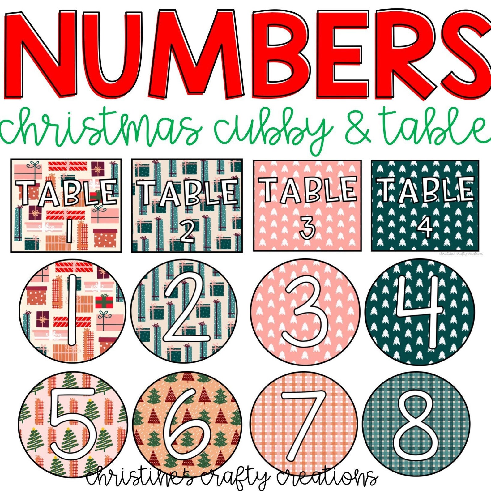 Christmas Table and Cubby Numbers - Etsy
