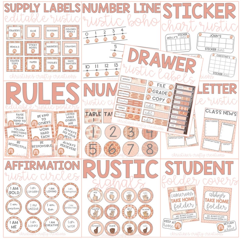 Rustic Boho Classroom Decor Bundle - Etsy
