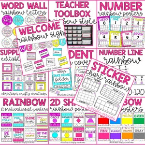 Bright Rainbow Boho Classroom Decor Bundle - Etsy