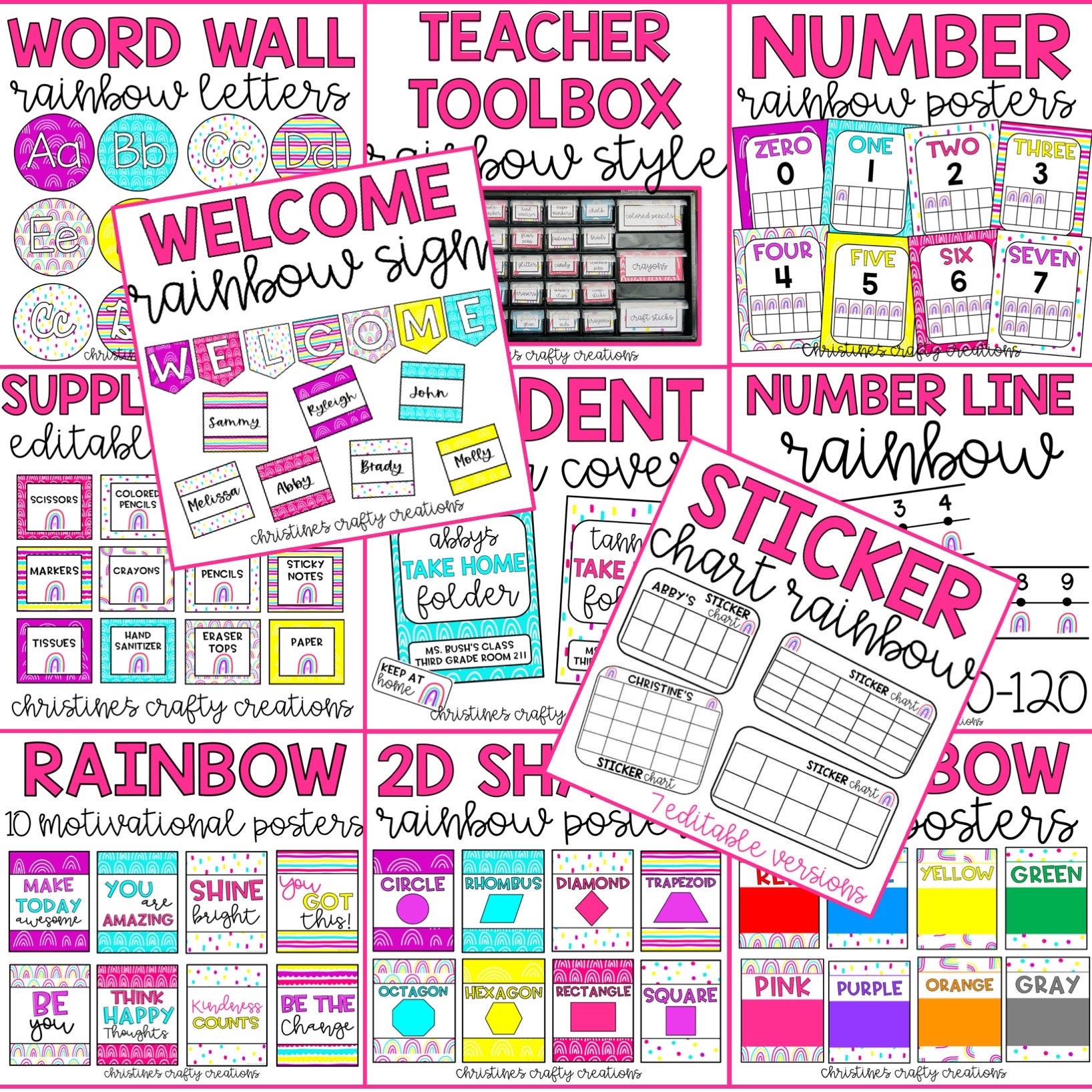 Bright Rainbow Boho Classroom Decor Bundle - Etsy