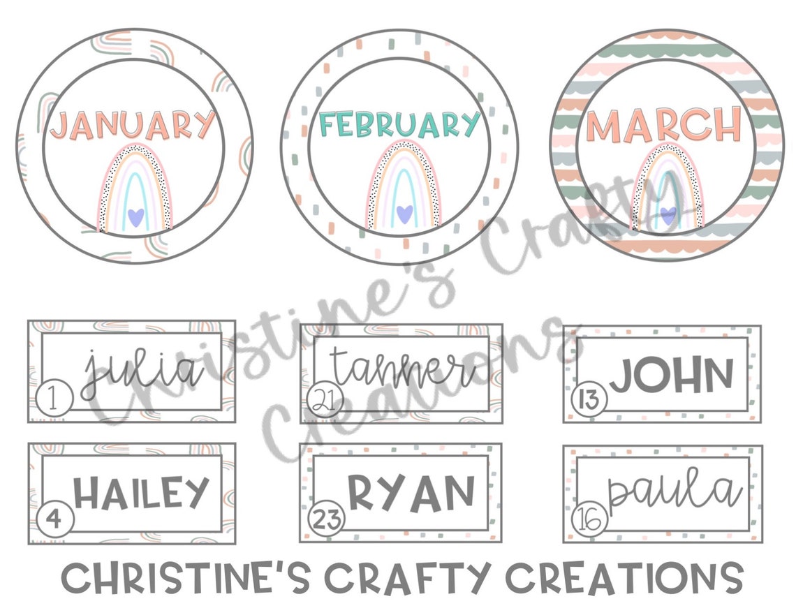 BOHO Birthday Chart L Editable - Etsy