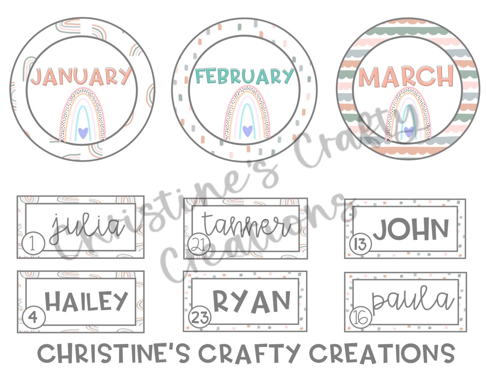 BOHO Birthday Chart L Editable - Etsy