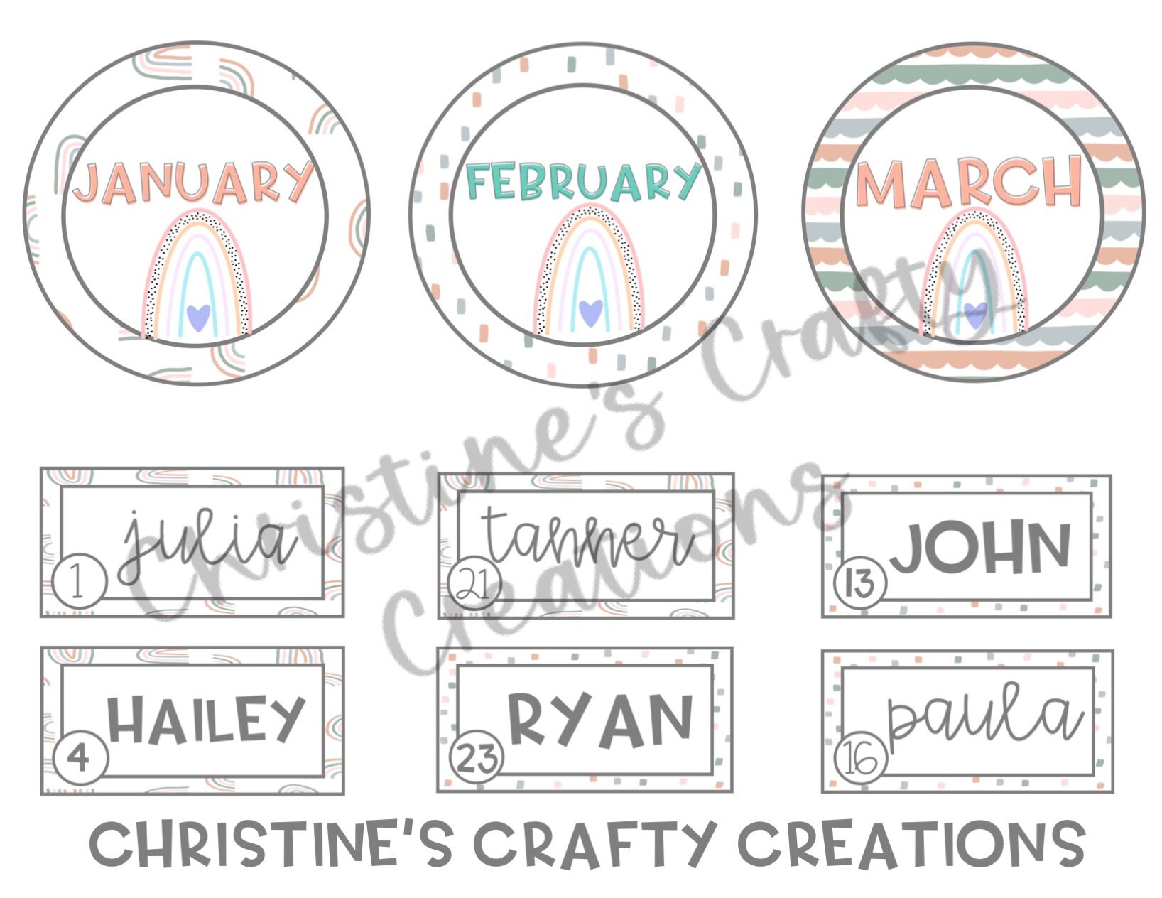 BOHO Birthday Chart L Editable - Etsy