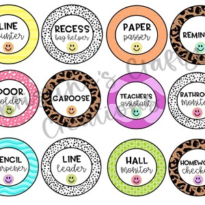Groovy Leopard and Dalmatian Class Jobs L Editable - Etsy