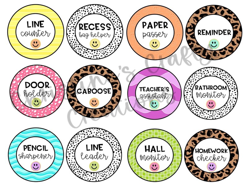 Groovy Leopard and Dalmatian Class Jobs L Editable - Etsy