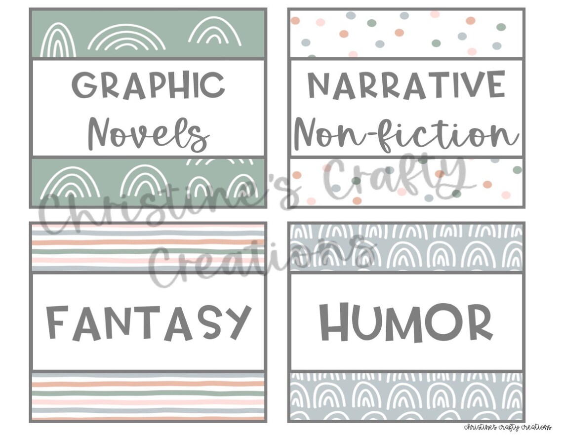 BOHO Book Bin Labels - Etsy