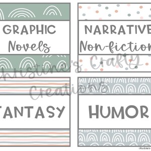 BOHO Book Bin Labels - Etsy