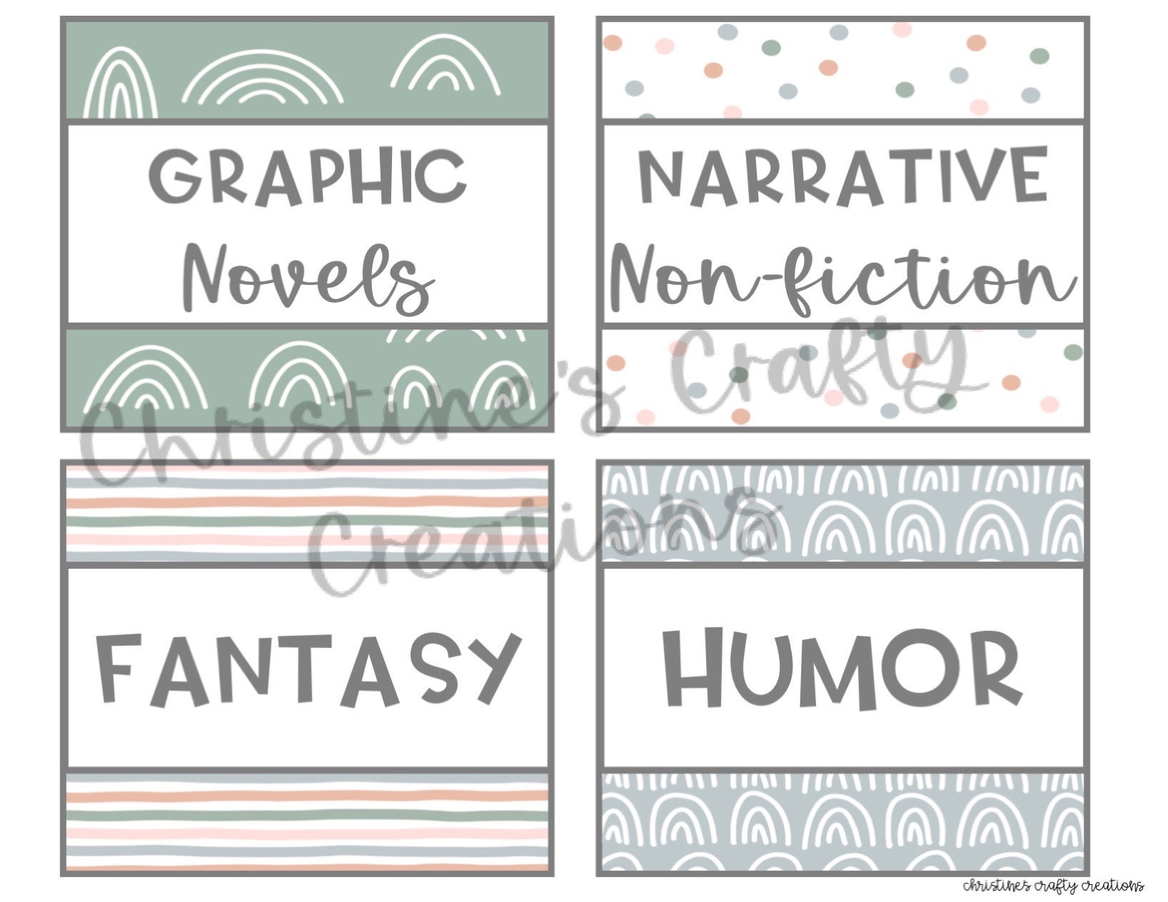 BOHO Book Bin Labels - Etsy