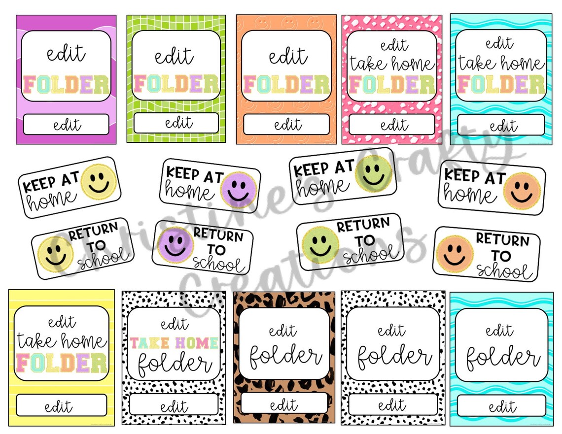 Groovy Leopard and Dalmatian Folder Covers L Editable - Etsy