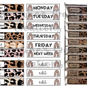 Leopard 10 Drawer Labels L Editable - Etsy