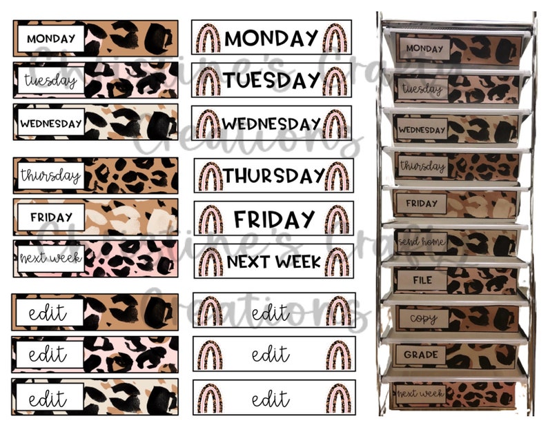 Leopard 10 Drawer Labels L Editable - Etsy