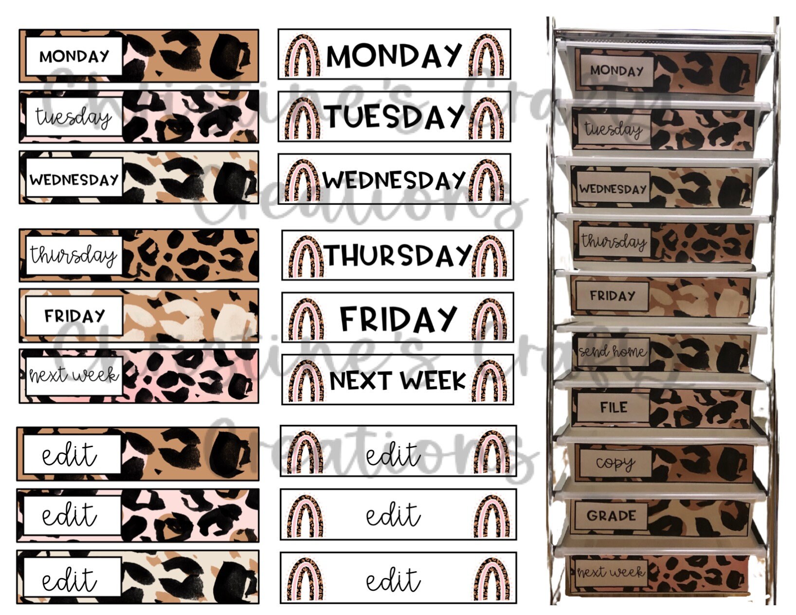 Leopard 10 Drawer Labels L Editable - Etsy