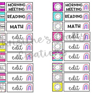Bright Rainbow Boho Schedule L Editable - Etsy