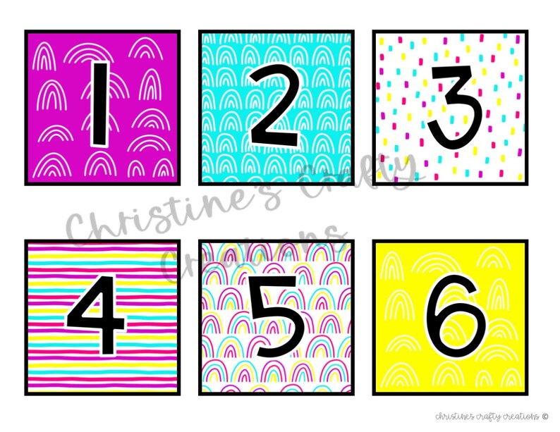 Bright Rainbow Boho Calendar Labels L Editable - Etsy