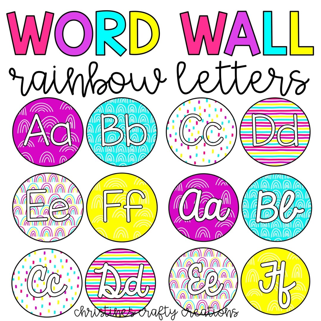Bright Rainbow Boho Word Wall Letters - Etsy