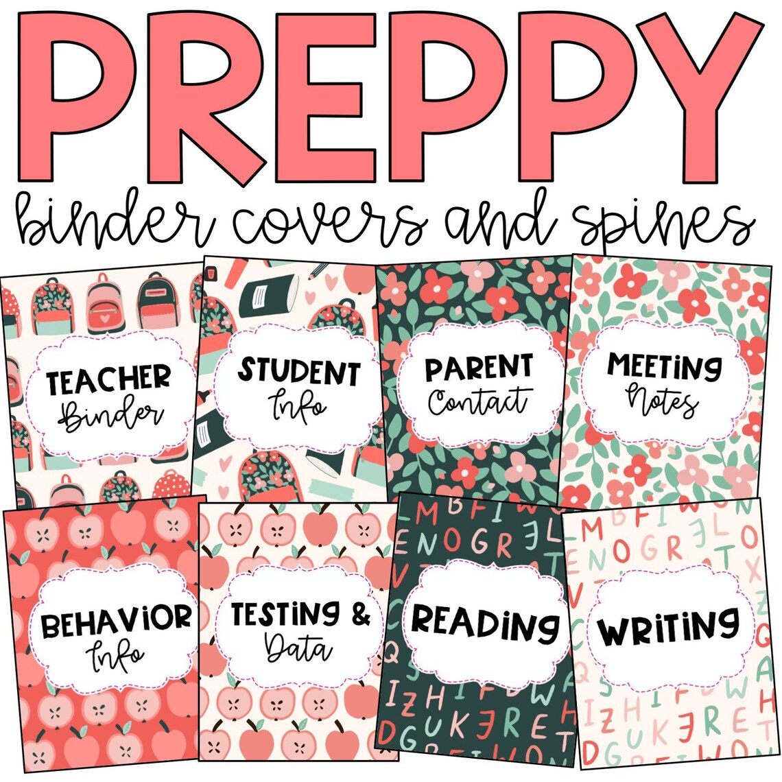 Preppy Dalmatian Binder Covers and Spines L Editable - Etsy