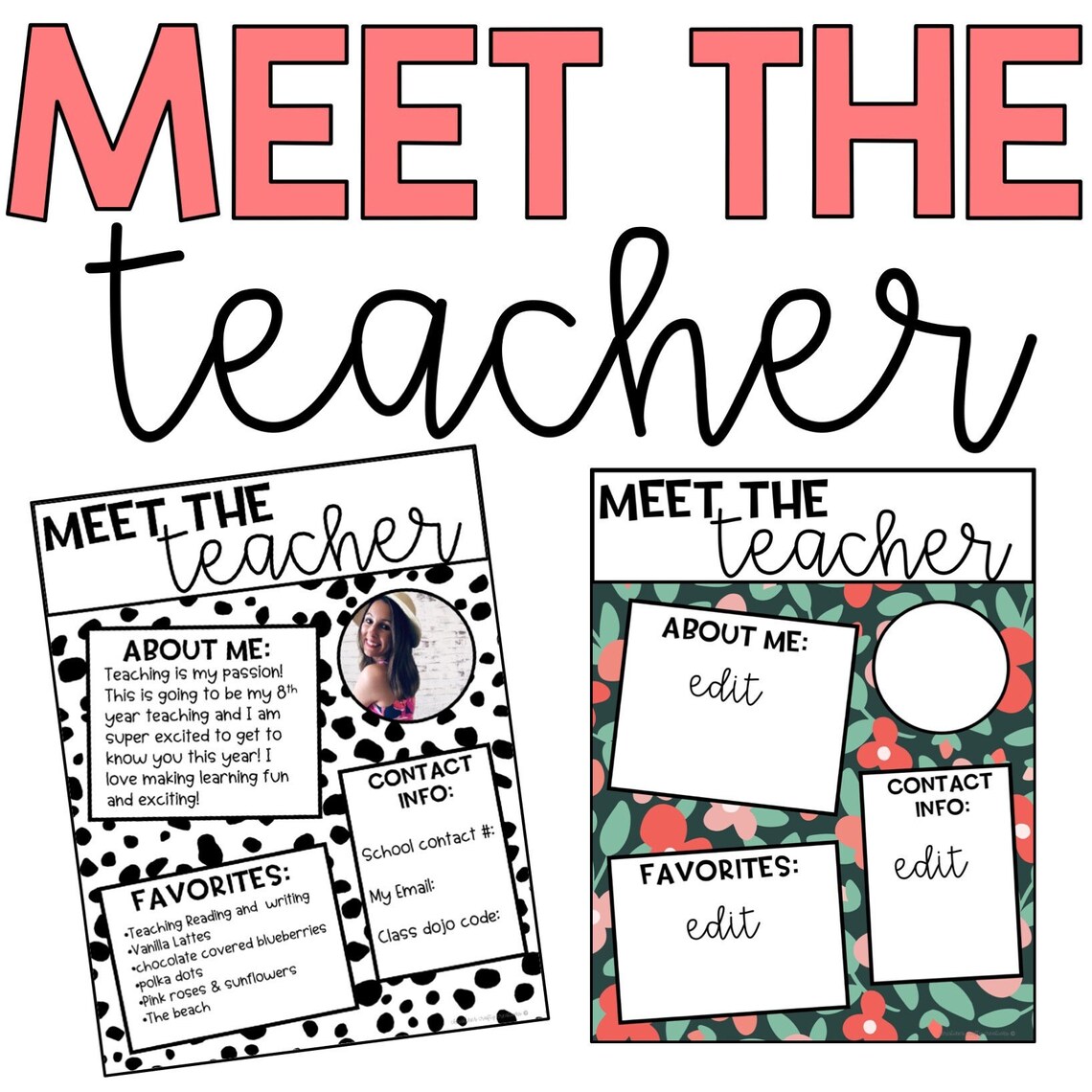 Preppy Dalmatian Meet the Teacher Page L Editable - Etsy