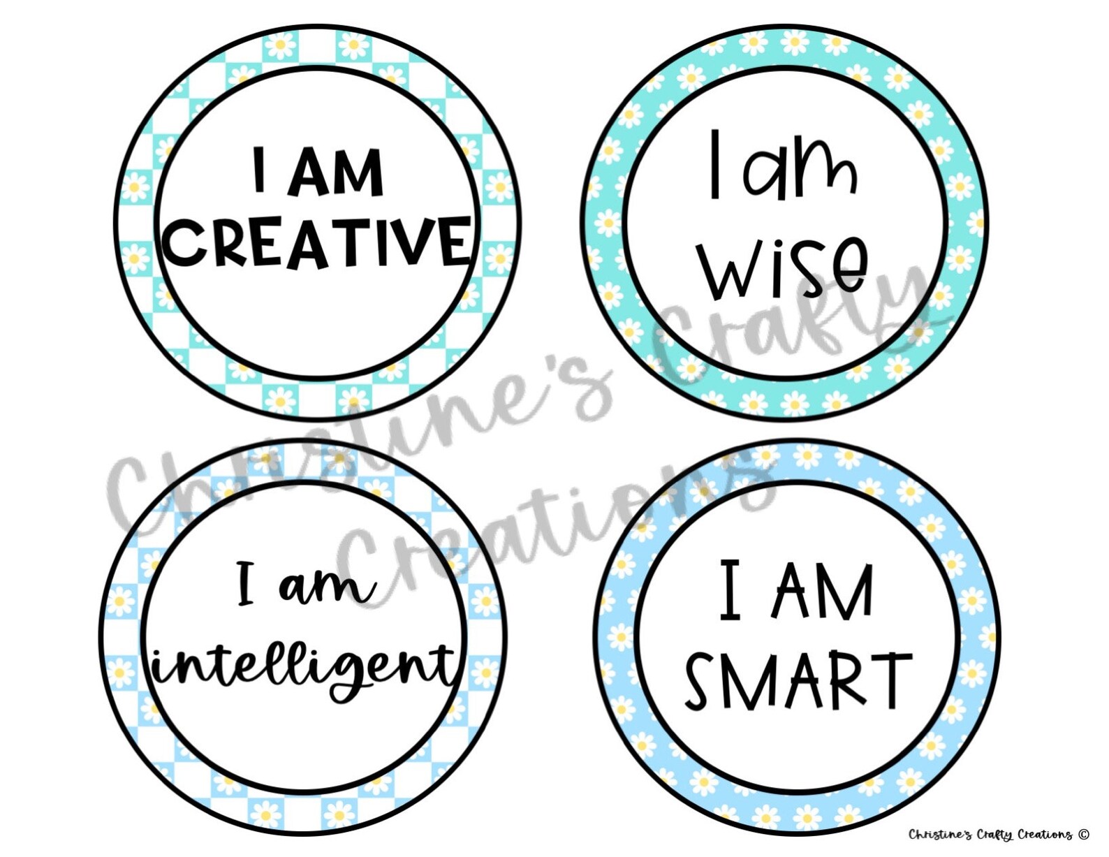 Retro Daisy Affirmation Circles L Affirmation Mirror - Etsy