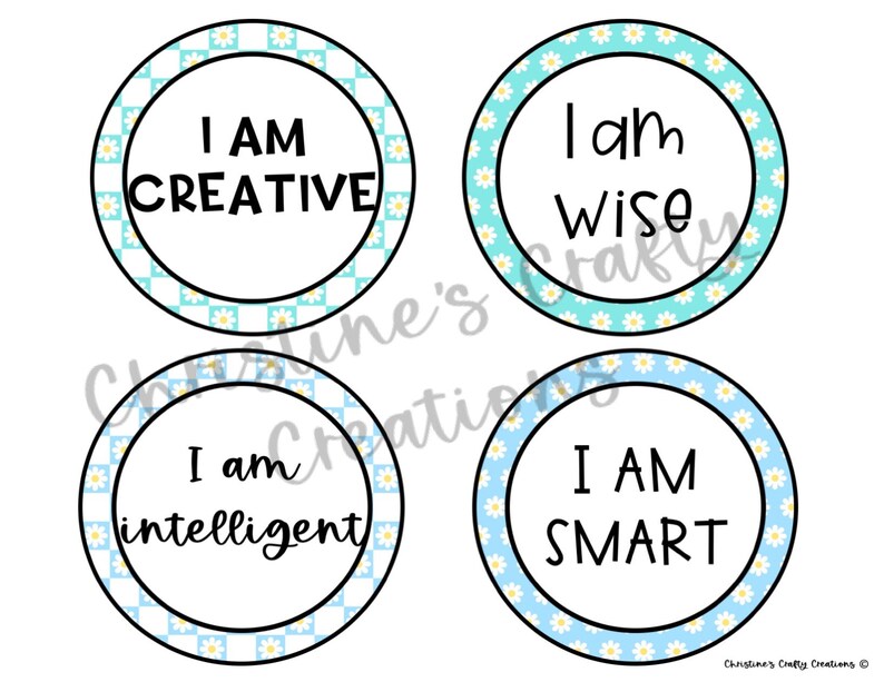 Retro Daisy Affirmation Circles L Affirmation Mirror - Etsy