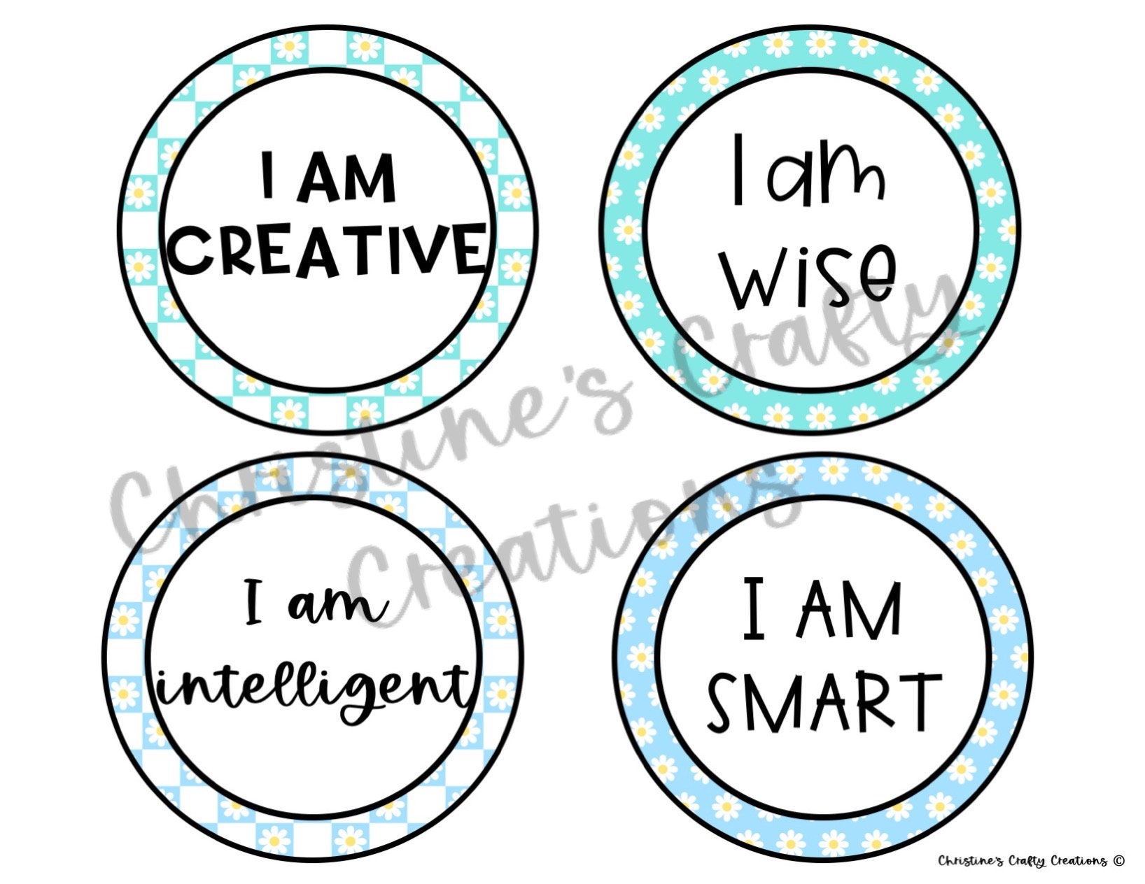 Retro Daisy Affirmation Circles L Affirmation Mirror - Etsy