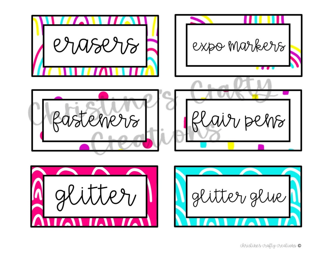 Bright Rainbow Boho Toolbox Labels L Editable - Etsy